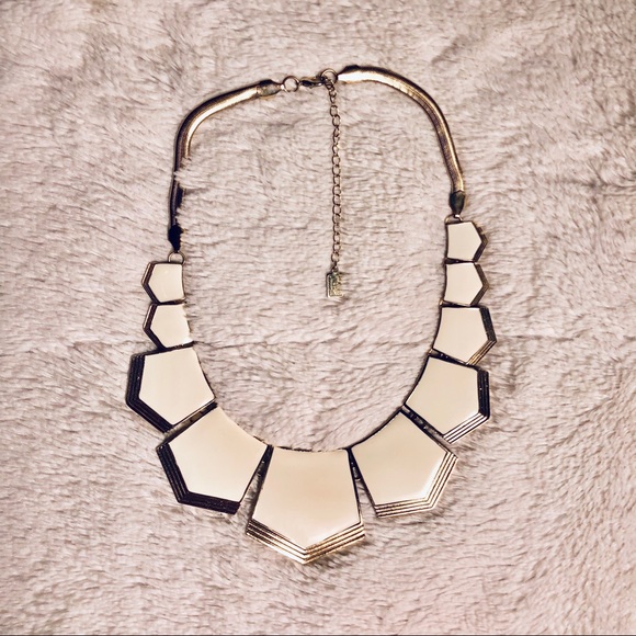 Jewelry | Gold And White Geometric Statement Necklace | Poshmark